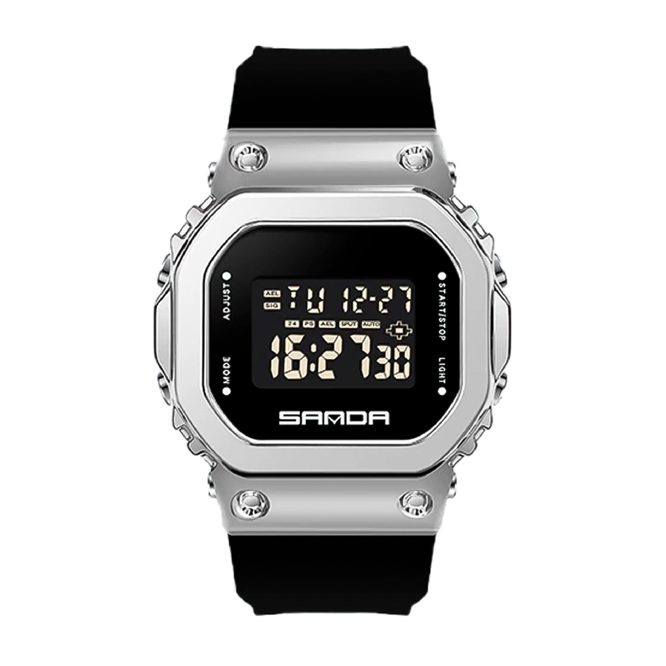 RELOJ SANDA | DEPORTIVO CASUAL | NEGRO | PLATEADO | SAN-45 – CLOCK COLOMBIA